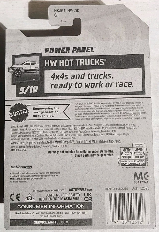 Hot Wheels Power Panel 189/250 HW Hot Trucks #5/10 BF Goodrich Blue ...