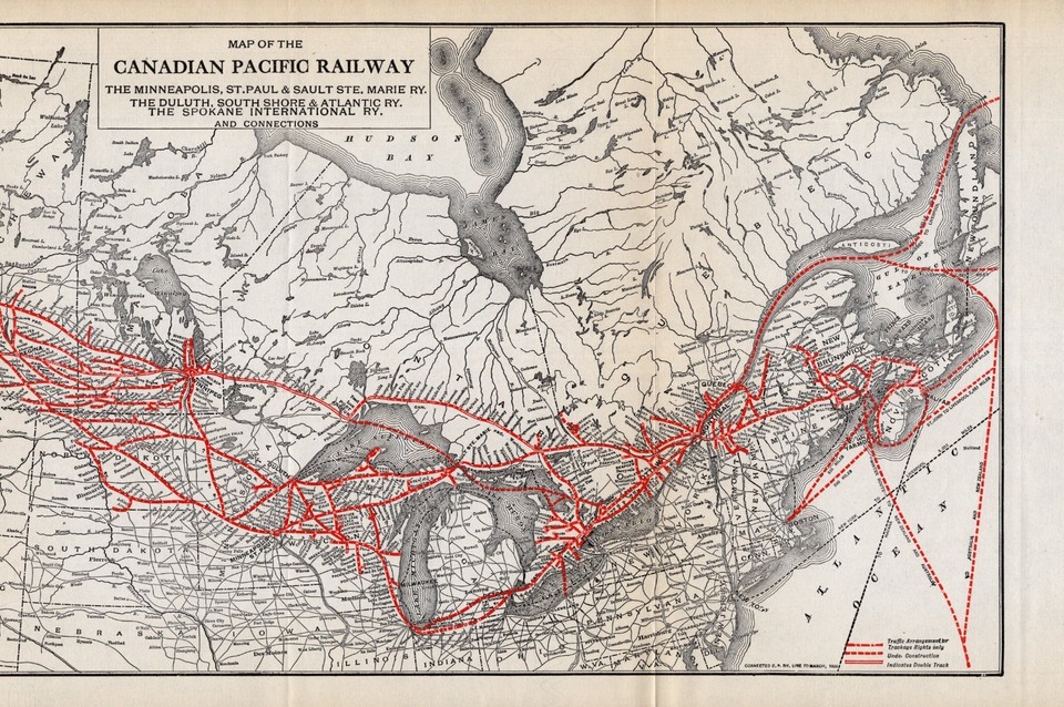 1922 Antique Large Canadian Pacific Railway Map Canada Railroad Map ...