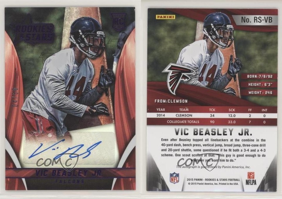 2015 Panini Rookies & Stars Longevity Team Logo /50 Vic Beasley Jr Auto ...
