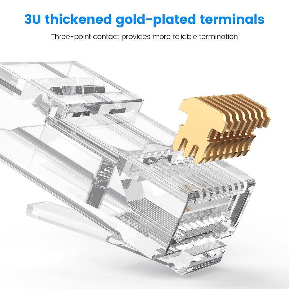 RJ45 Connectors, 25 Pack Cat6 RJ45 Connectors Unshielded Modular Plug ...