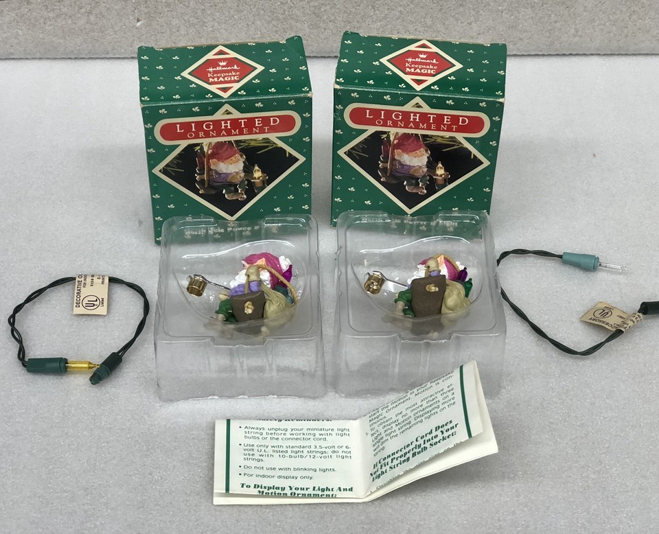 (2) 1987 Hallmark Keepsake Magic Lighted Ornaments North Pole Power ...