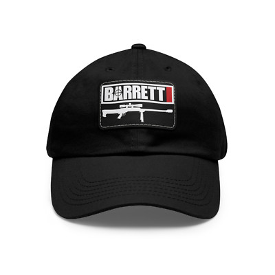 BARRETT Ammunition Guns Firearms Black Adjustable Dad Hat with Leather ...