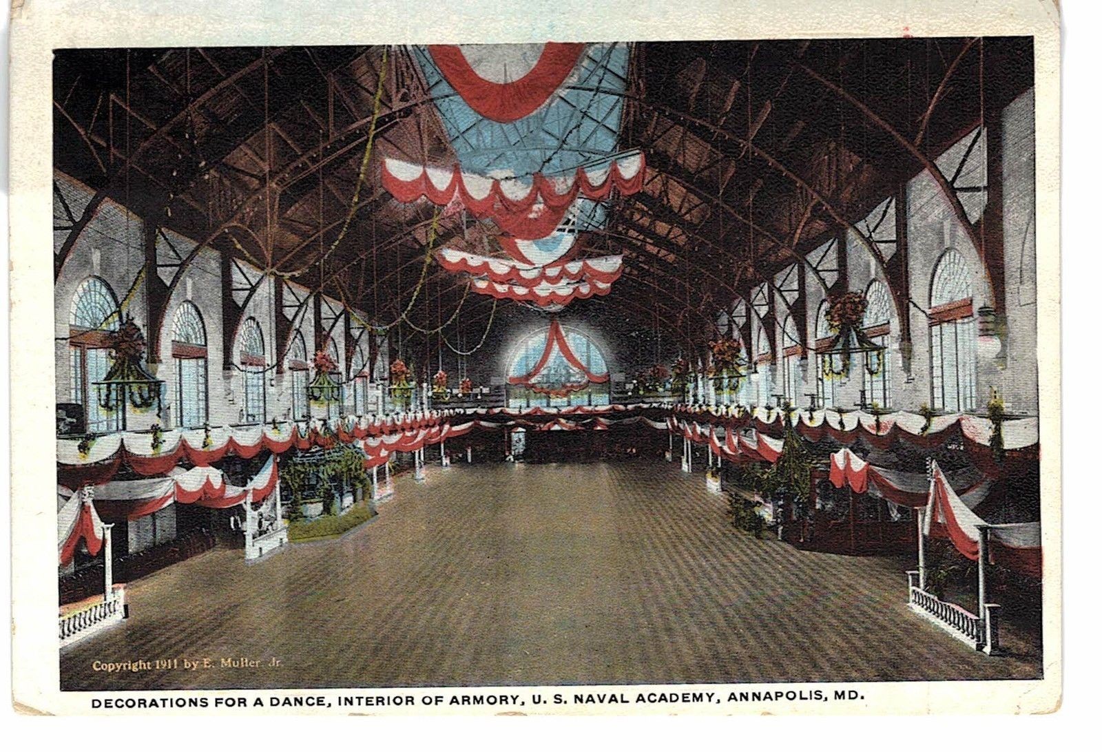 U.S.NAVAL ACADEMY ARMORY ANNAPOLIS MARYLAND 1911 VINTAGE PHOTO POSTCARD ...
