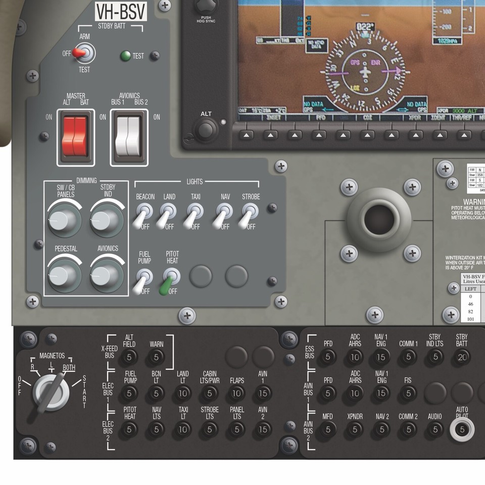 Cessna 172 Garmin 1000 Instrument Panel VH-BSV - A3+ Profile Print ...