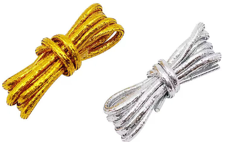 Strings Shoelaces Braid Round shoelaces Gold or Silver Free Shipping | eBay