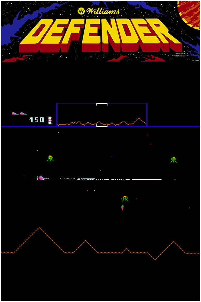 Defender Authentic Arcade Marquee 24x36 Williams Video Game Giclee Art ...