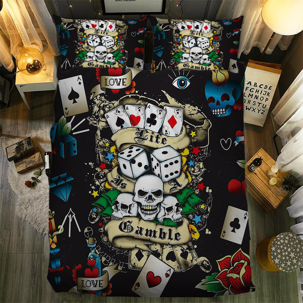 Mahjong Skull Quilt Duvet Doona Covers Set Single Double Queen King All ...