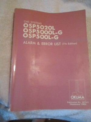 Okuma OSP5020L OSP5000L - G OPERATION MANUAL #3274-E Factory Shop ...