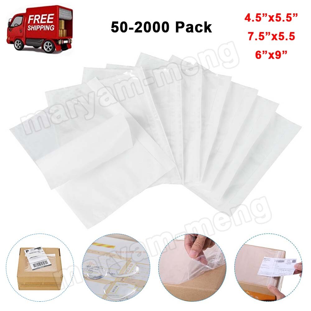Clear Adhesive Packing List Shipping Label Envelopes Pouches 6x9 7.5x5 ...