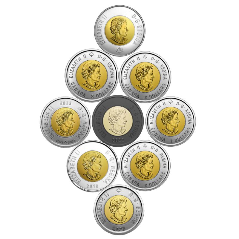 🇨🇦 Canada Full Colored Toonie $2 Dollars Unique 9-Coins Set, 2017 ...