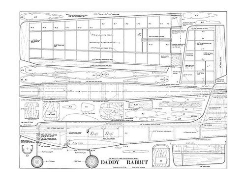 Daddy Rabbit Pattern Plane 68" Wing RC Model Airplane Printed Plans ...
