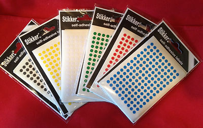 1960 / 140 Sticky Coloured Dots Small Round Labels Stickers Self ...