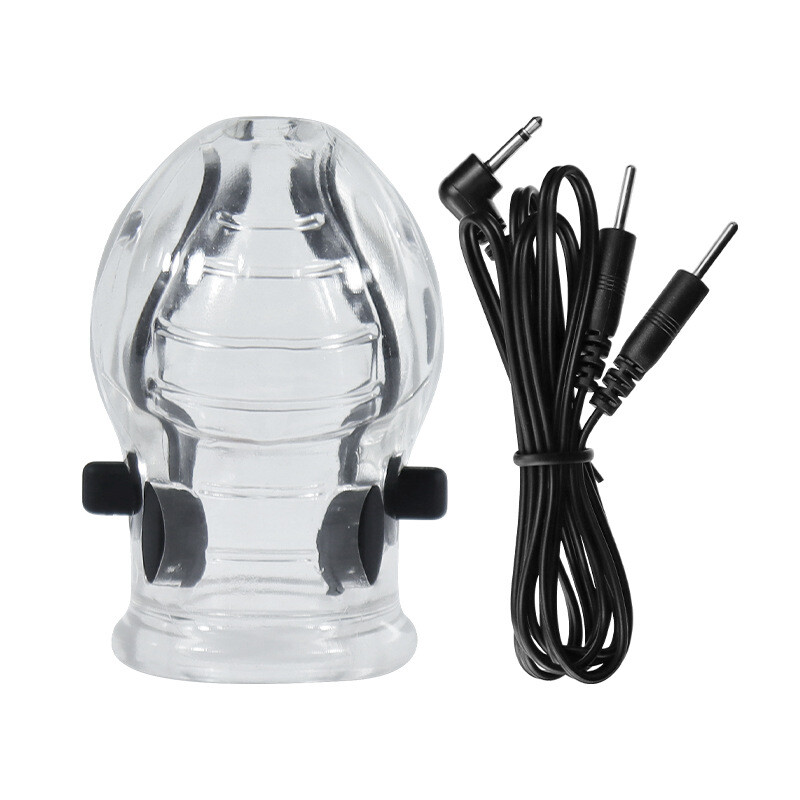 E-Stim Shock Chastity Cage Time Delay Penis Stretcher Enhancer Sleeve ...