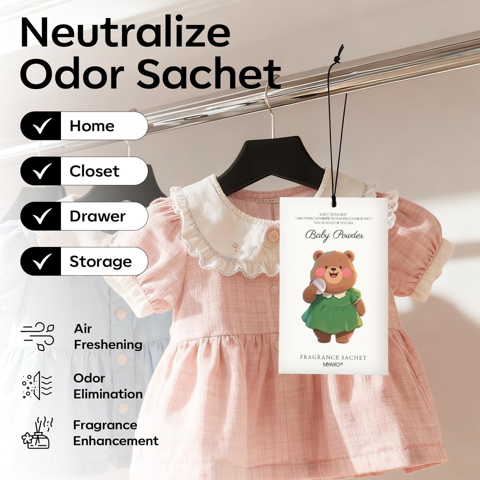 12 Packs Baby Powder Scent Sachets Room Air Freshener for Closet Drawer ...