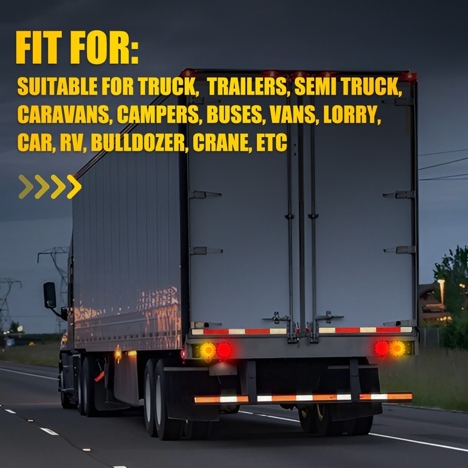 2/4x 7" Round Round LED Trailer Truck Bus Tail Lights Stop Turn Signal ...