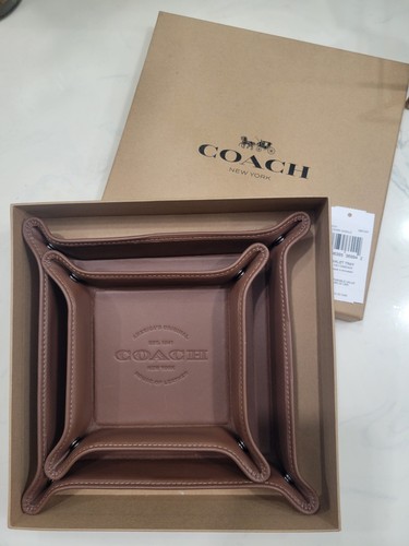 NWT Coach Boxed Valet Tray Set (Two), Dark Saddle Leather CU312 | eBay