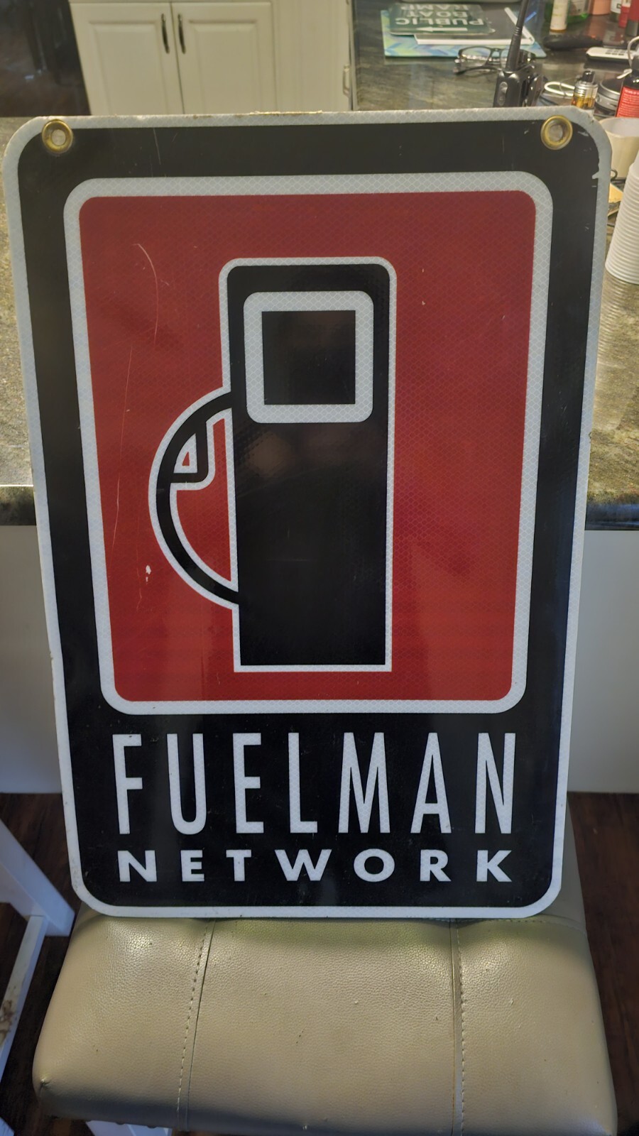 1980s Original Vintage Fuelman Gas Station Sign Metal 2 Sided Oil Pump ...