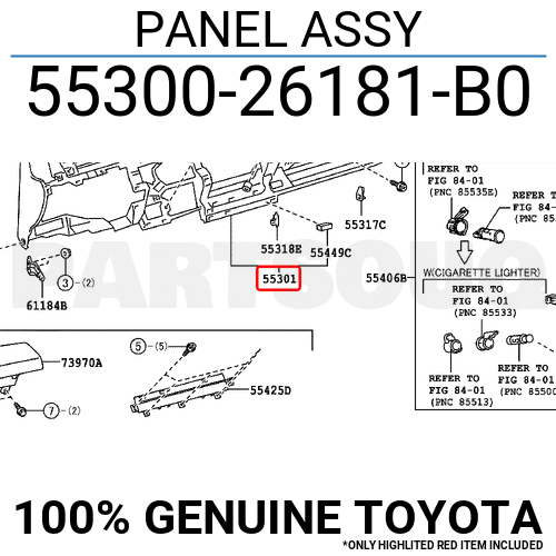 5530026181B0 Genuine Toyota PANEL ASSY 55300-26181-B0 | eBay