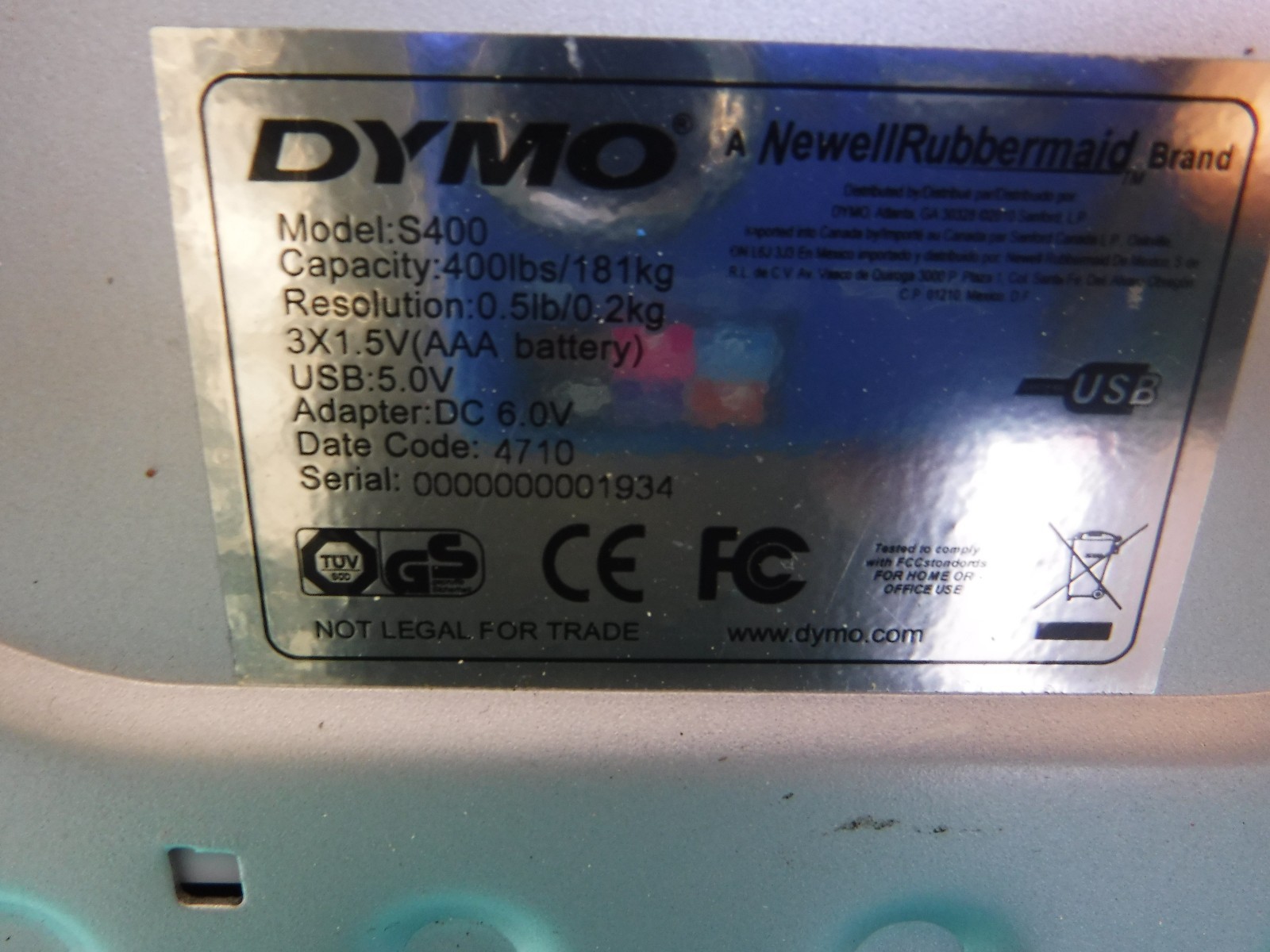 USED DYMO DIGITAL SCALE MODEL S400 400 LBS CAPACITY | eBay