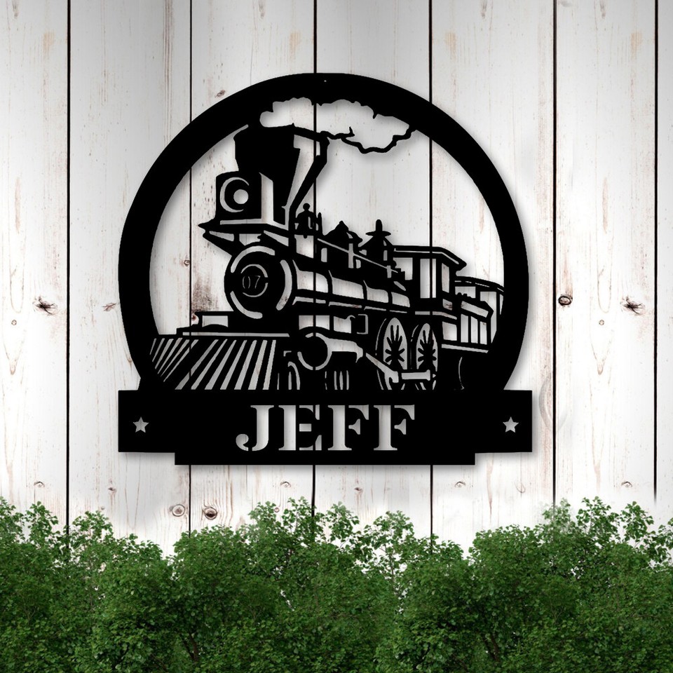 Personalized Train Metal Signs, Railway Sign Wall Art Decor, Train ...