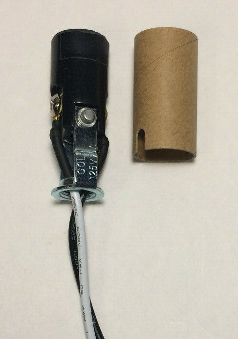 New 2" Phenolic E12 Keyless Candelabra Socket, 10" Wire Leads, 1/8 IP ...