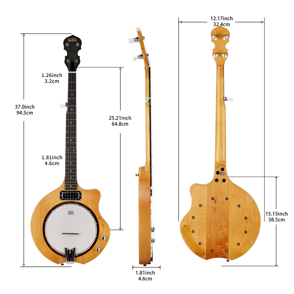 Electric 5-String Banjo – 648mm Scale Maple Body & Neck Purple Heart ...