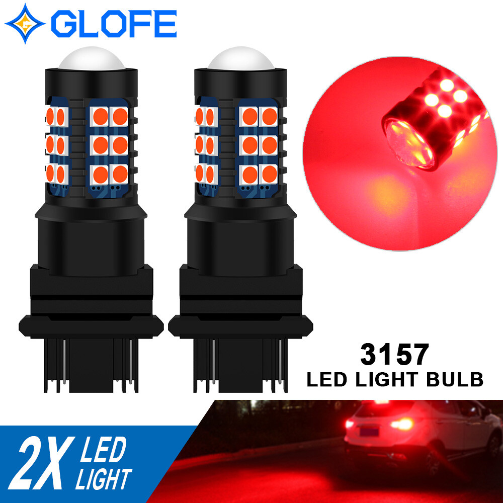 GLOFE 2X 3157 3457 3757 /Red LED Brake Stop Tail Lights Bulbs Lamps ...
