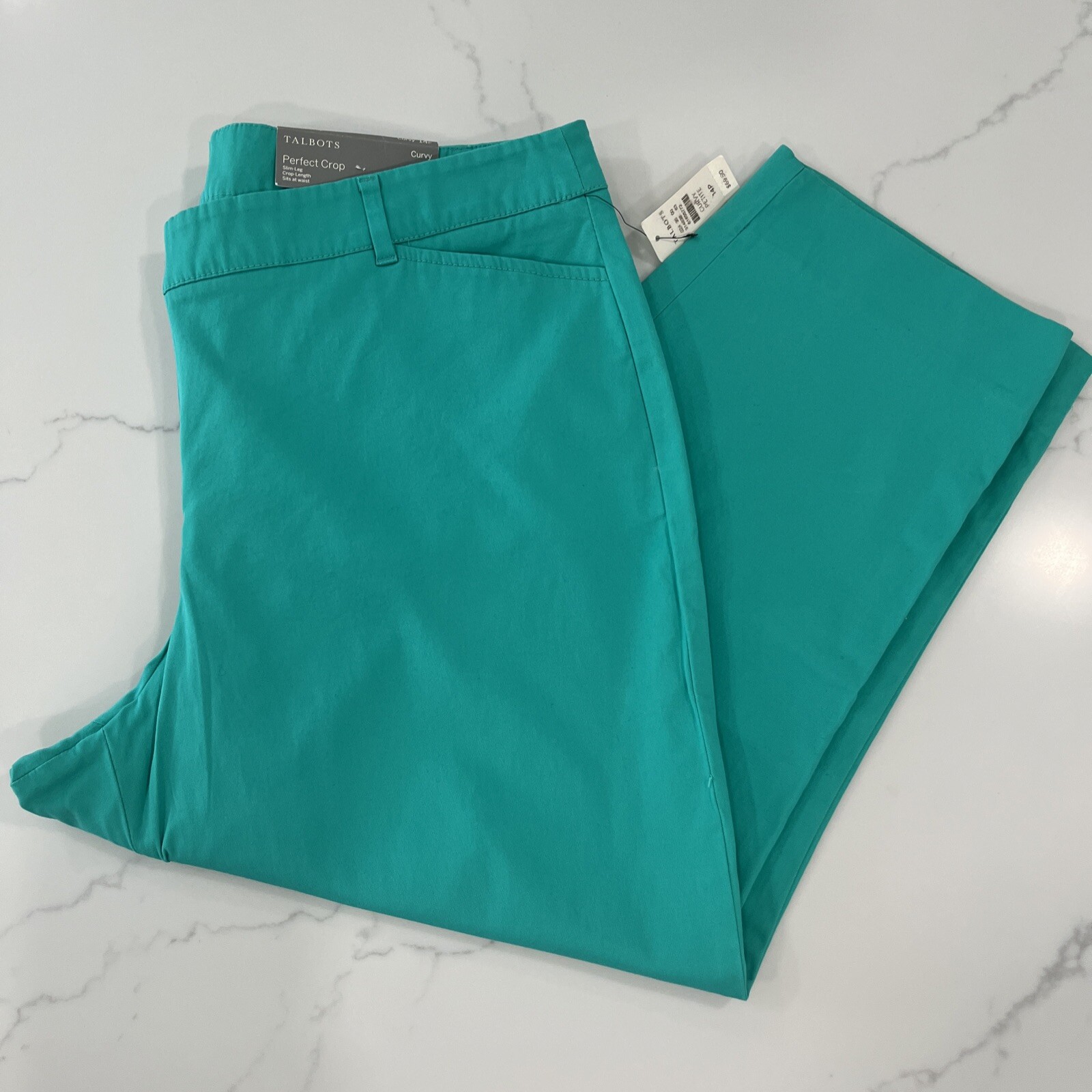 TALBOTS Perfect Crop Pants Curvy 14 Petite Teal NWT | eBay
