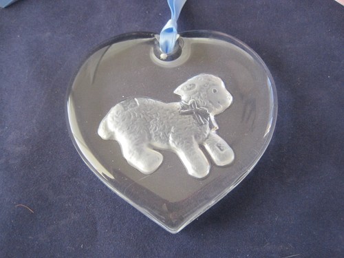 Nybro Sheep in Heart Paperweight ?? w/ Blue Ribbon | eBay