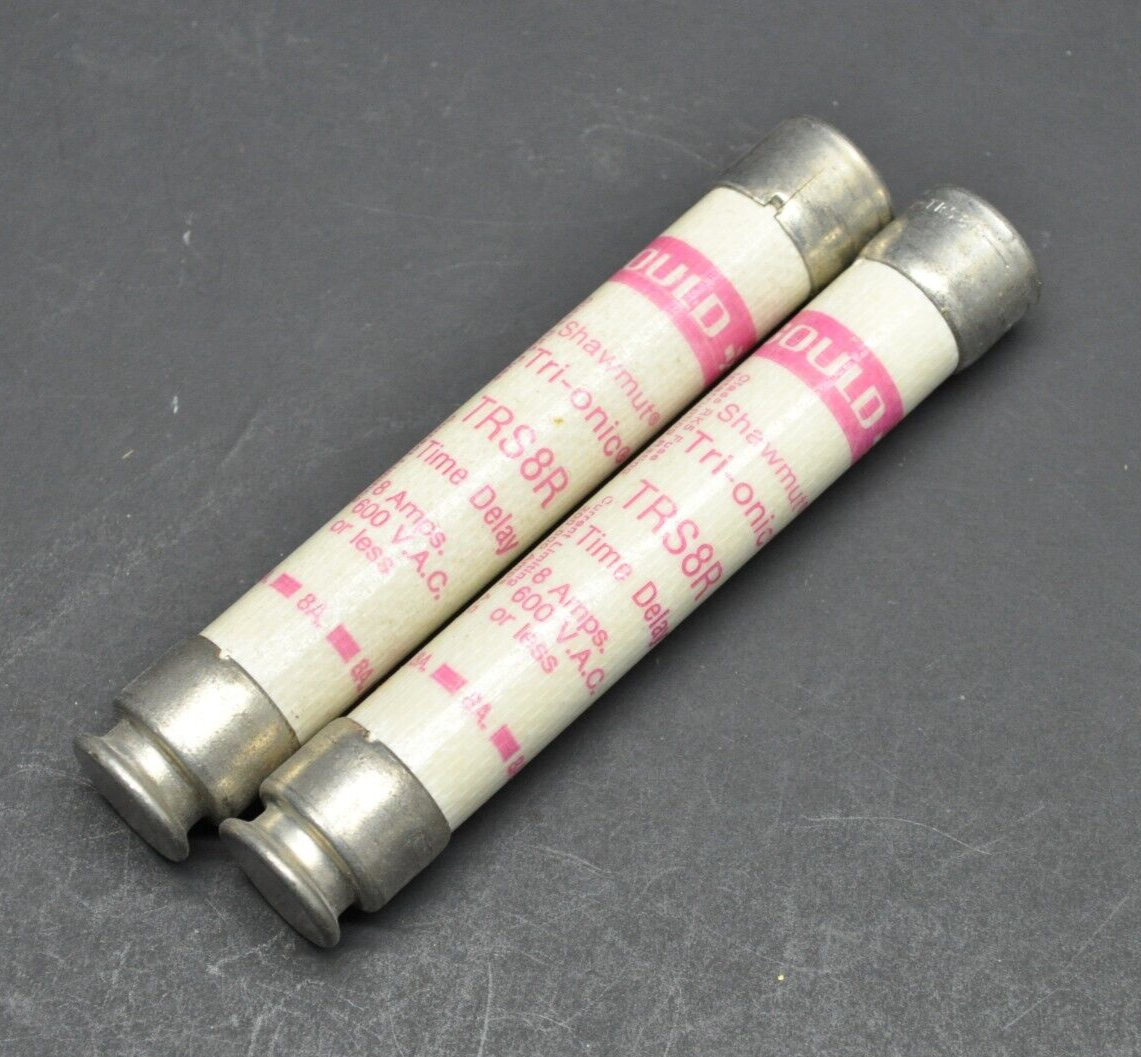 Gould Shawmut TRS 8R Tri-Onic Time Delay Fuses Lot of 2 8 Amp 600V ...