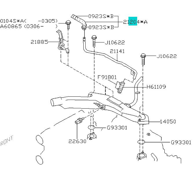 Genuine SUBARU WRX Forester XT Sti Water Pipe Hose to Tank 21204AA691 ...