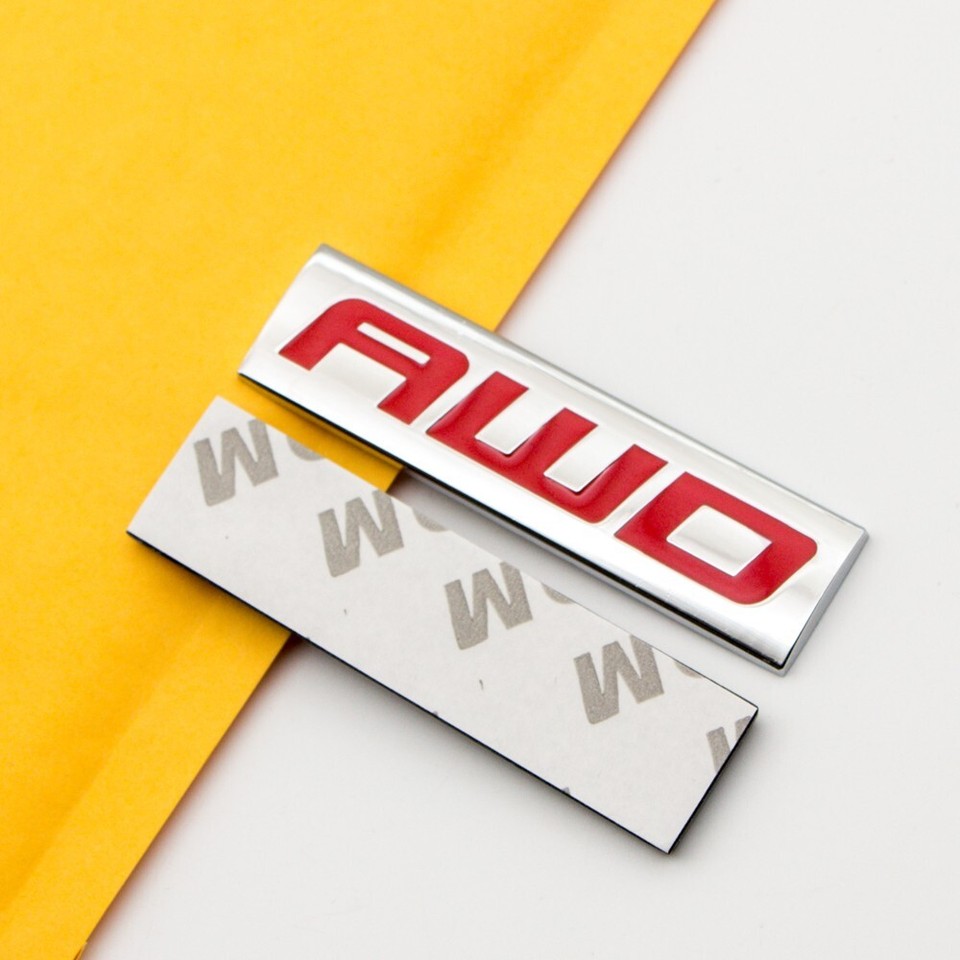 2Pcs Chrome Red Metal AWD Letter Emblem 4WD Off Road Logo Trunk Badge ...