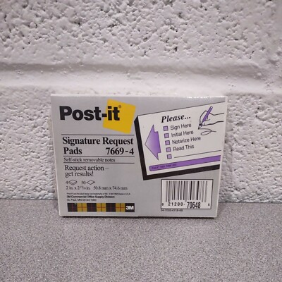 Post-it Signature Request Pads 4 Pads/50 Sheets (50.8mm x 74.6mm) Style ...
