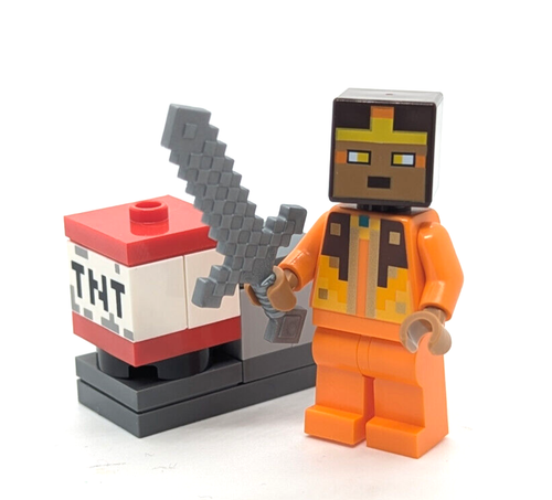 New LEGO Minecraft Orange Hero Minifigure & TNT Launcher 662406 Golden ...