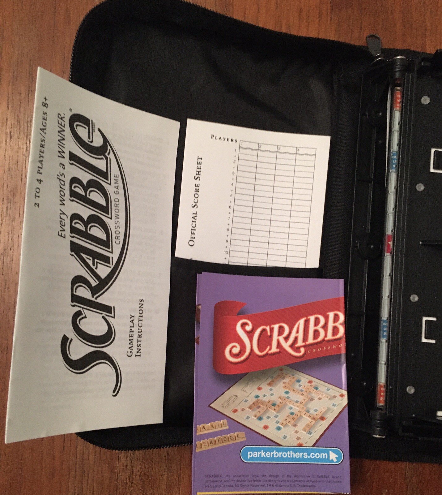 Scrabble Travel Edition Folio Zipper Case Mini Snap Tiles Game Complete ...