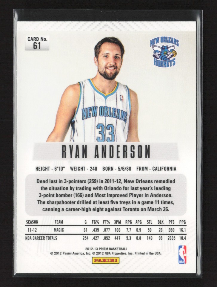 2012-13 Panini Prizm Ryan Anderson #61 New Orleans Hornets | eBay