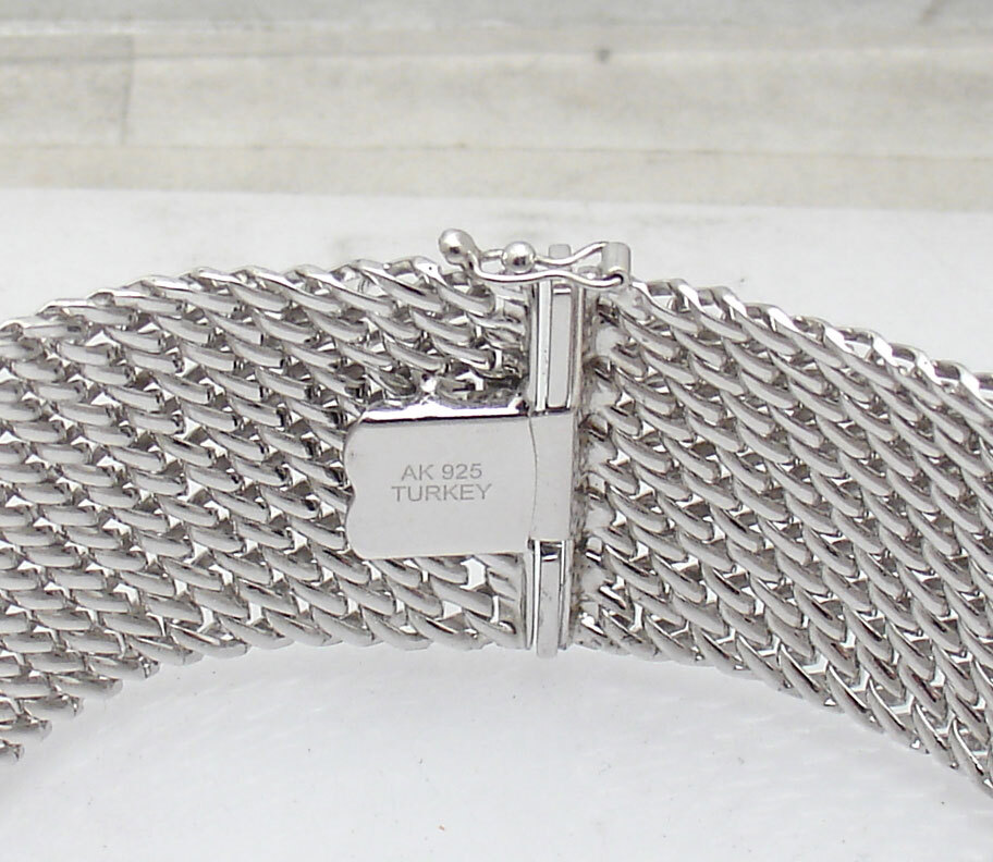 9" Diamond Cut Mesh Woven Chain Bracelet Anti-tarnish Real 925 Sterling ...