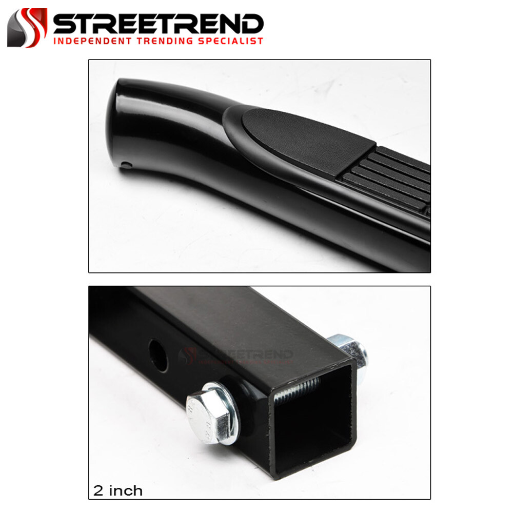 3" Black Rear Hitch Step Bar Bumper Guard Trailer Tow Mount For 2 ...