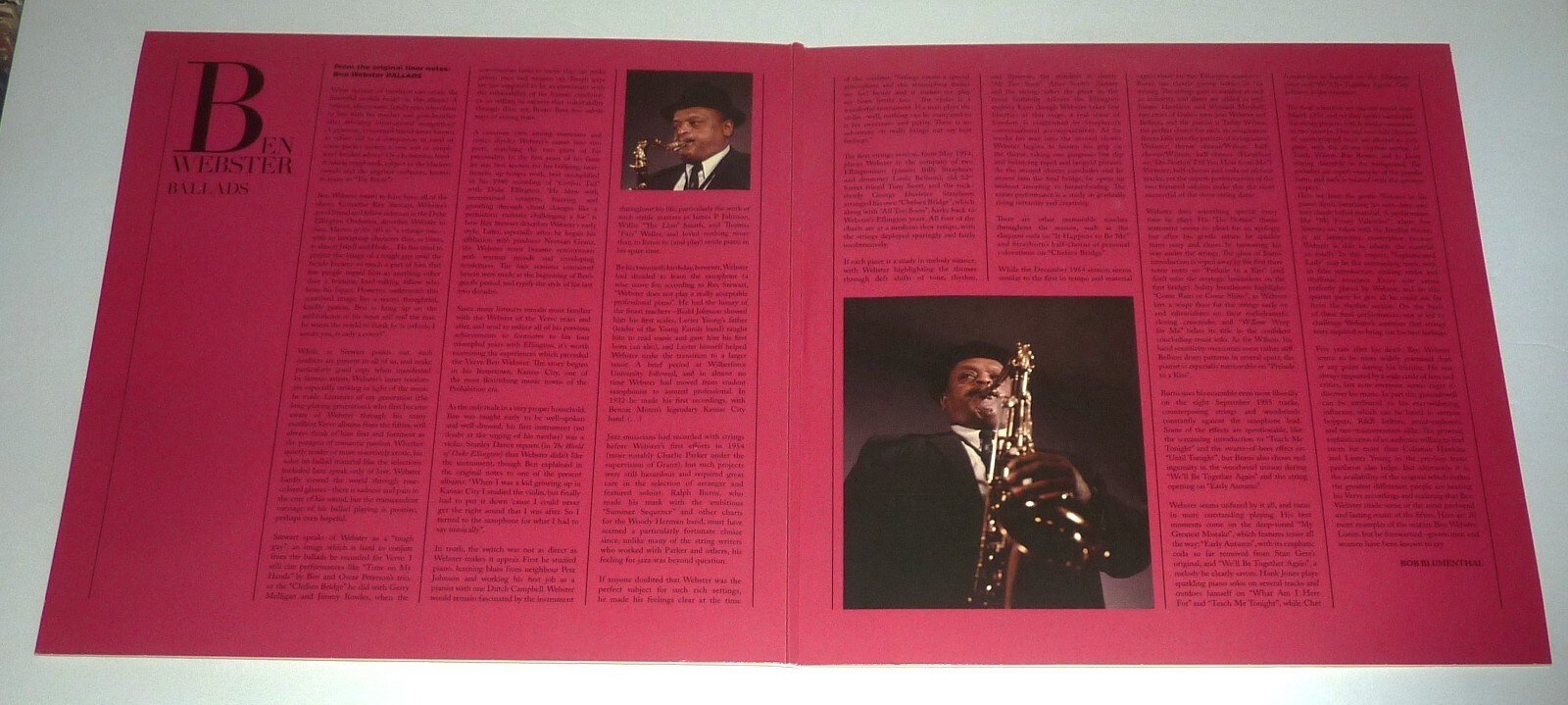 2 x 180 GRAM VINYL LP by BEN WEBSTER "BALLADS" (2017) JAZZ / WAX TIME ...