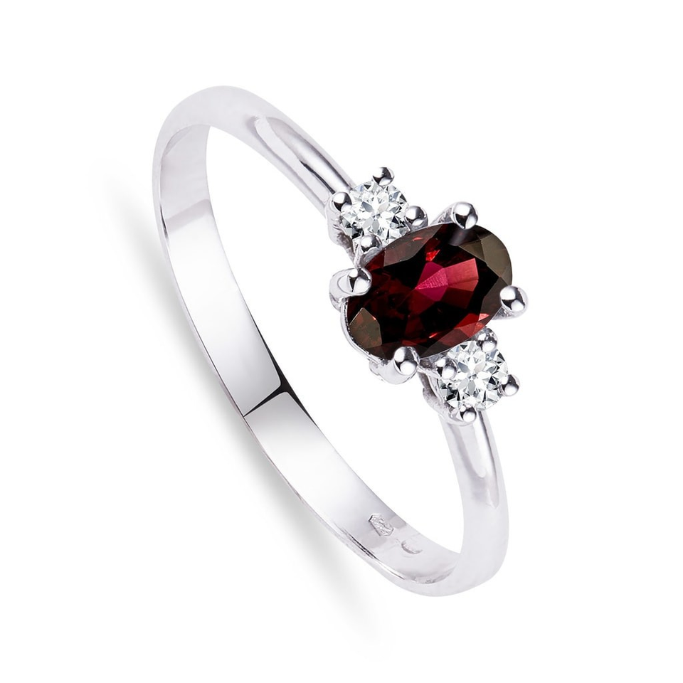 Beautiful Oval Shape Red Garnet & Diamond 14K Gold Ring | eBay UK