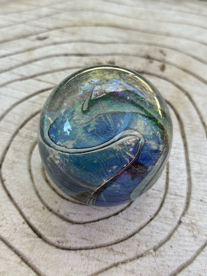 Robert Eickholt Vintage Iridescent Glass Paperweight 1992 - Glossy | eBay