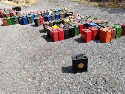 Vintage Petrol Jerry Can With Cap Early Shell Clam | eBay UK