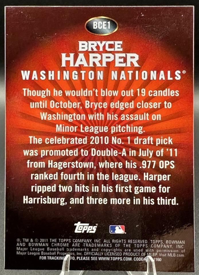 2011 Bowman Chrome Bryce Harper #BCE1 Exclusive Refractor | eBay