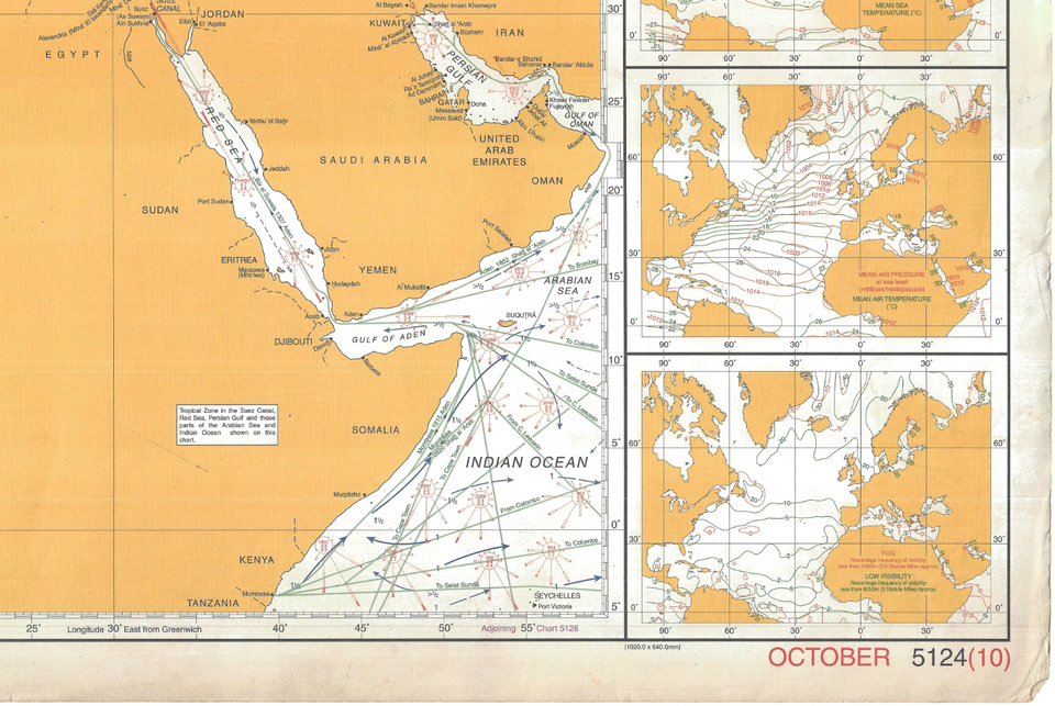 5124(10) Routeing Chart North Atlantic Ocean October Chart Map Marine ...