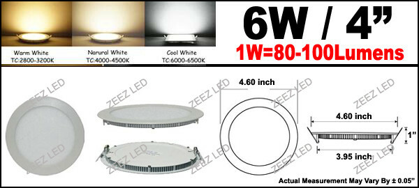 10X Cool White 6W 4" Round LED Recessed Ceiling Panel Light Bulb Lamp ...