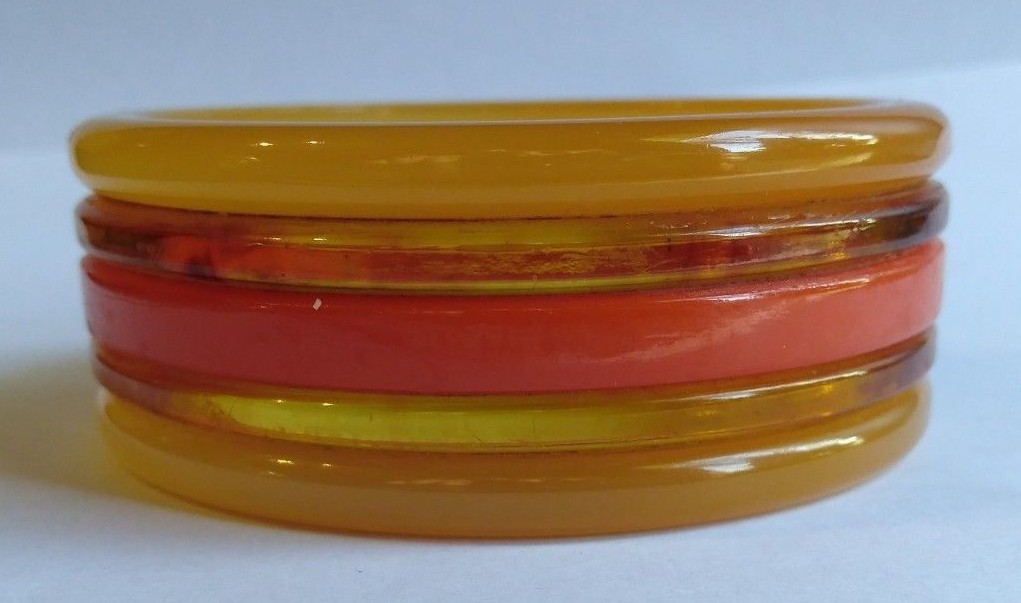 VINTAGE LAMINATED TRANSLUCENT LUCITE ROOT BEER & ORAN… - Gem