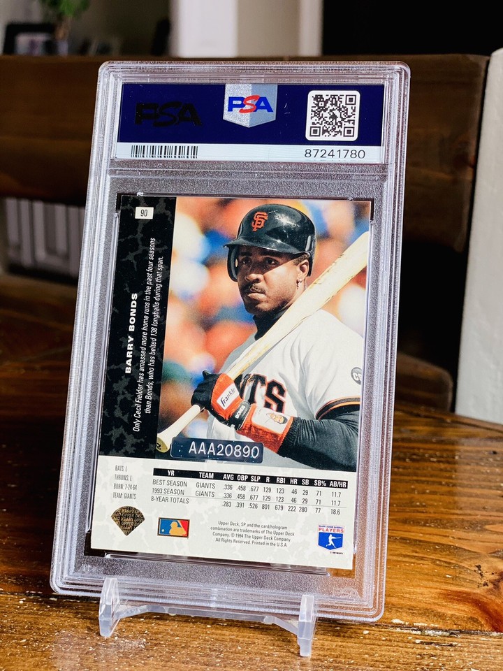1994 Barry Bonds Buyback BOLD Auto /103 PSA 8 2001 SP Authentic ...
