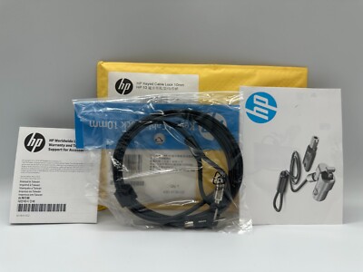 Brand new HP Keyed Cable Lock 10mm Security Lock T1A62AA black factory ...