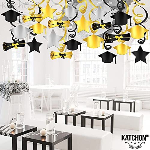KatchOn, Black and Gold Graduation Hanging Decorations - Pack of 47 ...