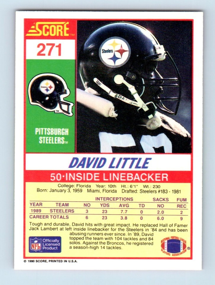 1990 Score David Little Pittsburgh Steelers #271 | eBay